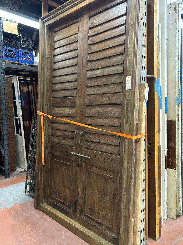 Wood Shutter Door Pair w/ Frame (XD-35668) – Pasadena Architectural Salvage