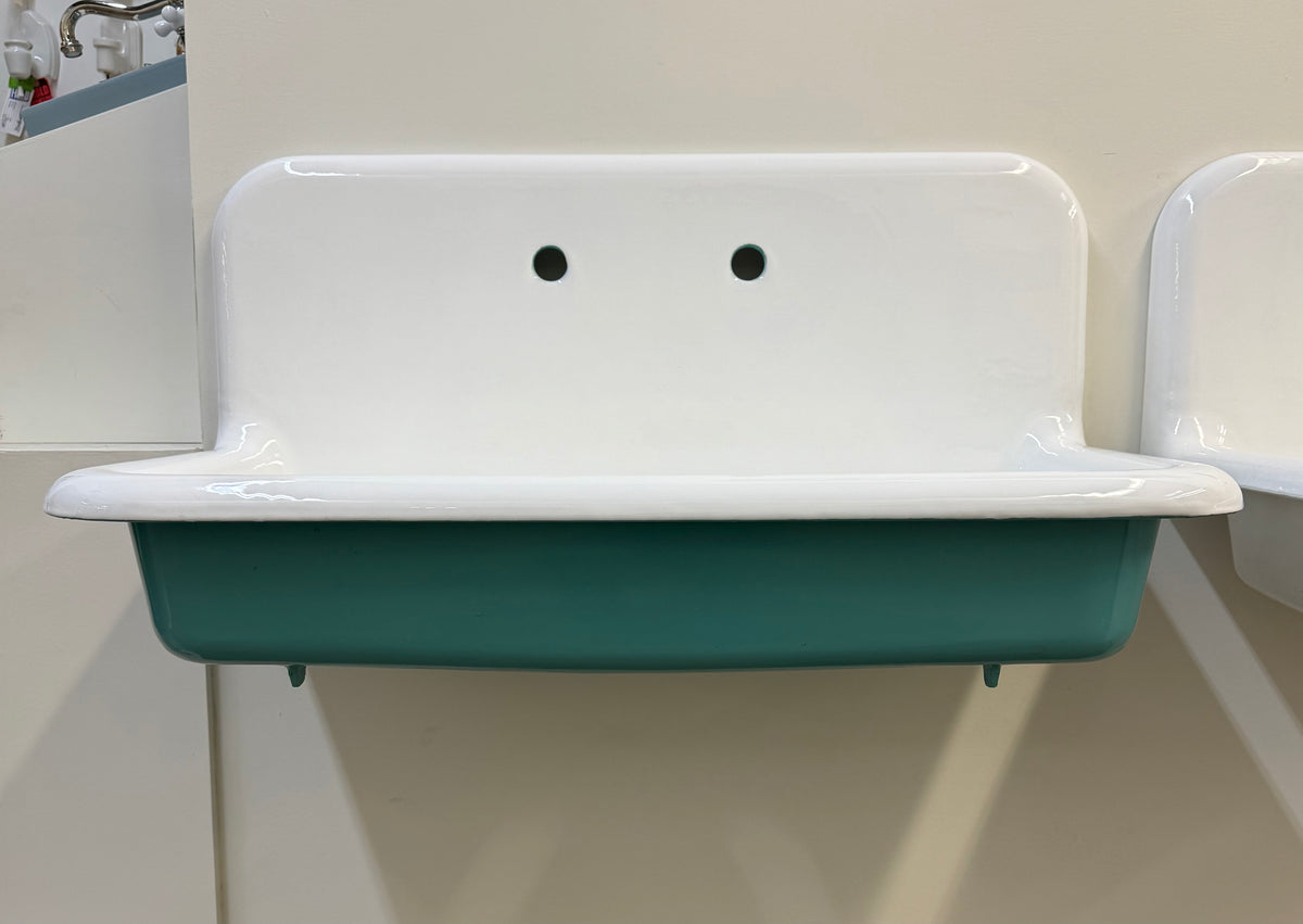 (SK-142) Enameled Roll Rim Sink – Pasadena Architectural Salvage
