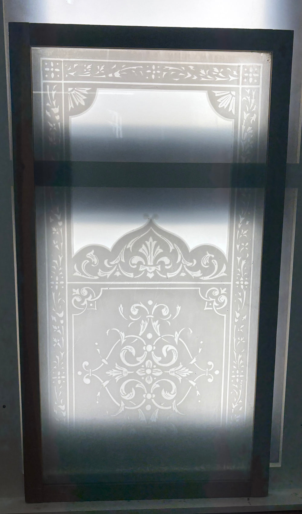 Antique Etched & Embossed Glass Window | Pasadena Architectural Salvage