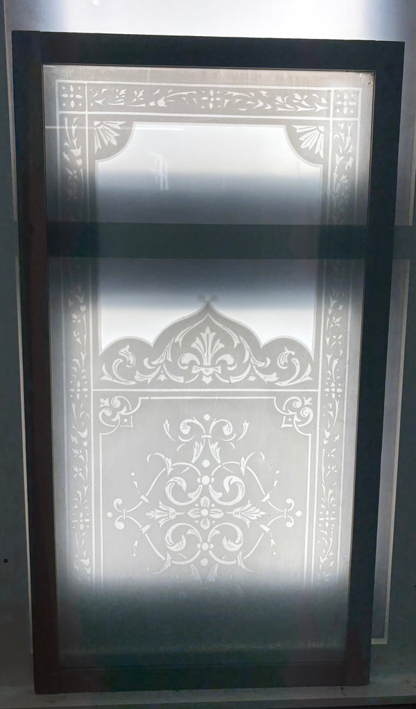 Etched & Embossed Glass Window [OC-32] - Pasadena Architectural Salvage