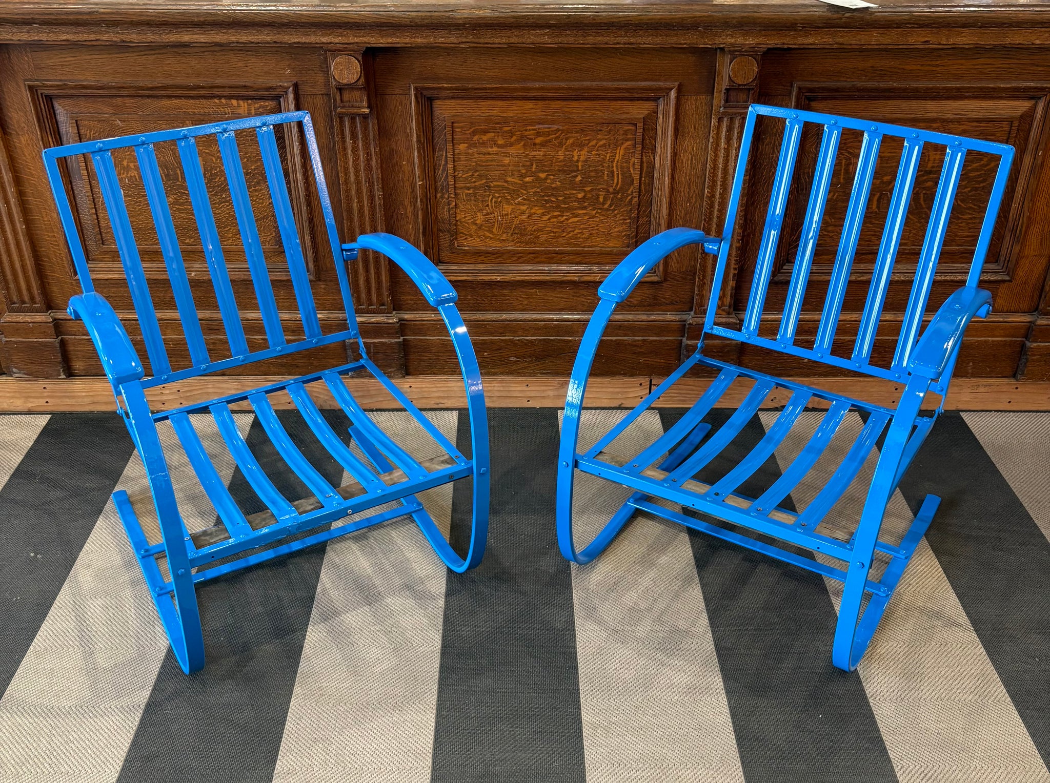 Pair of Vintage Blue Lawn Chairs (OE-63)