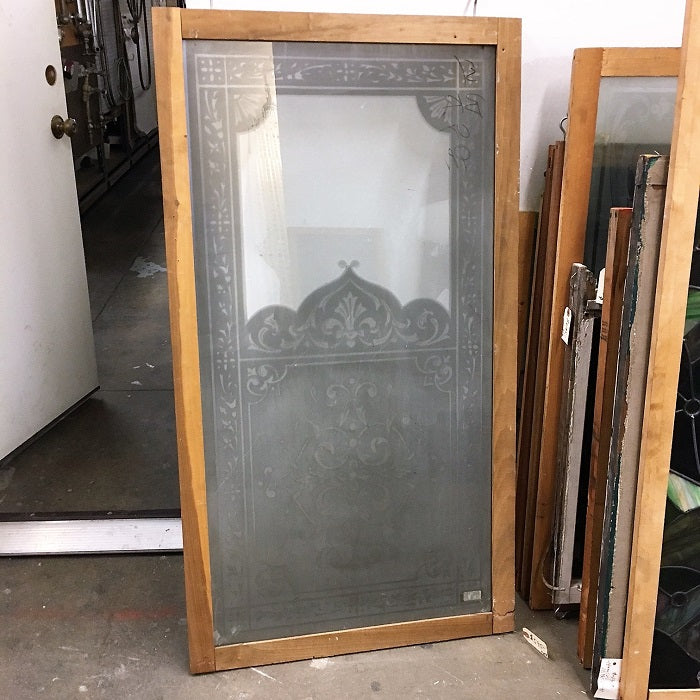 Etched & Embossed Glass Window [OC-32] – Pasadena Architectural Salvage